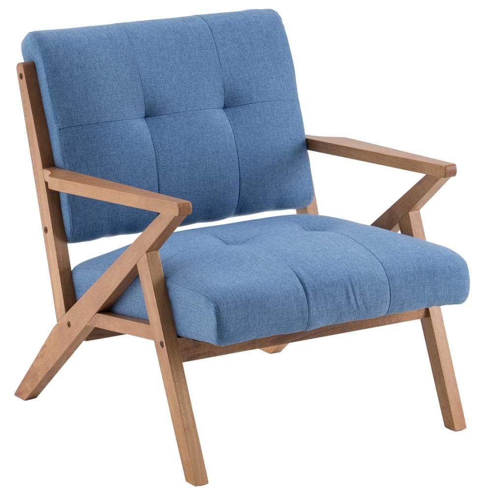Wood Retro Single Sofa Chair, Light Blue | Ltmate.com