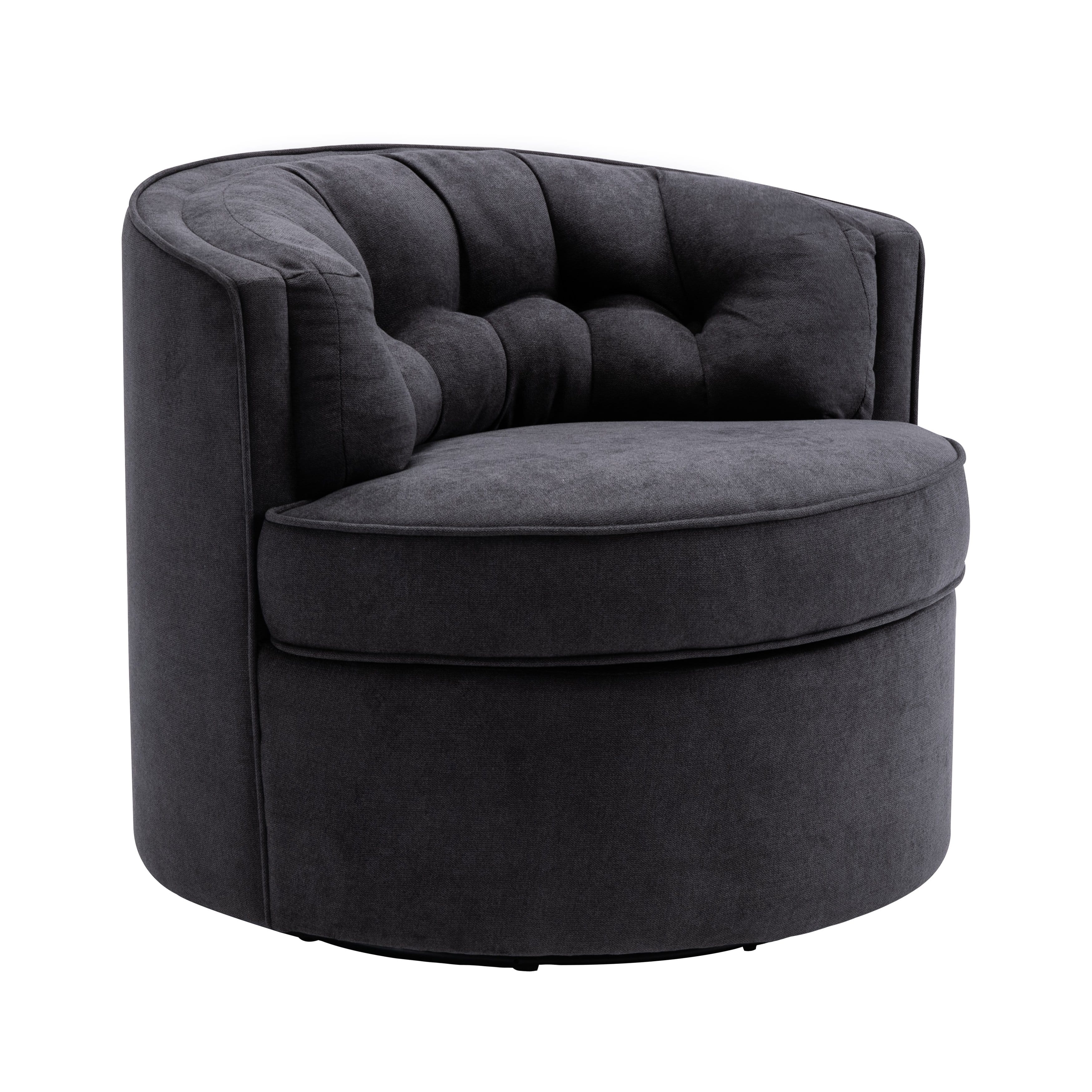 33” Wide Tufted Back Accent Round Barrel Chair | Ltmate.com